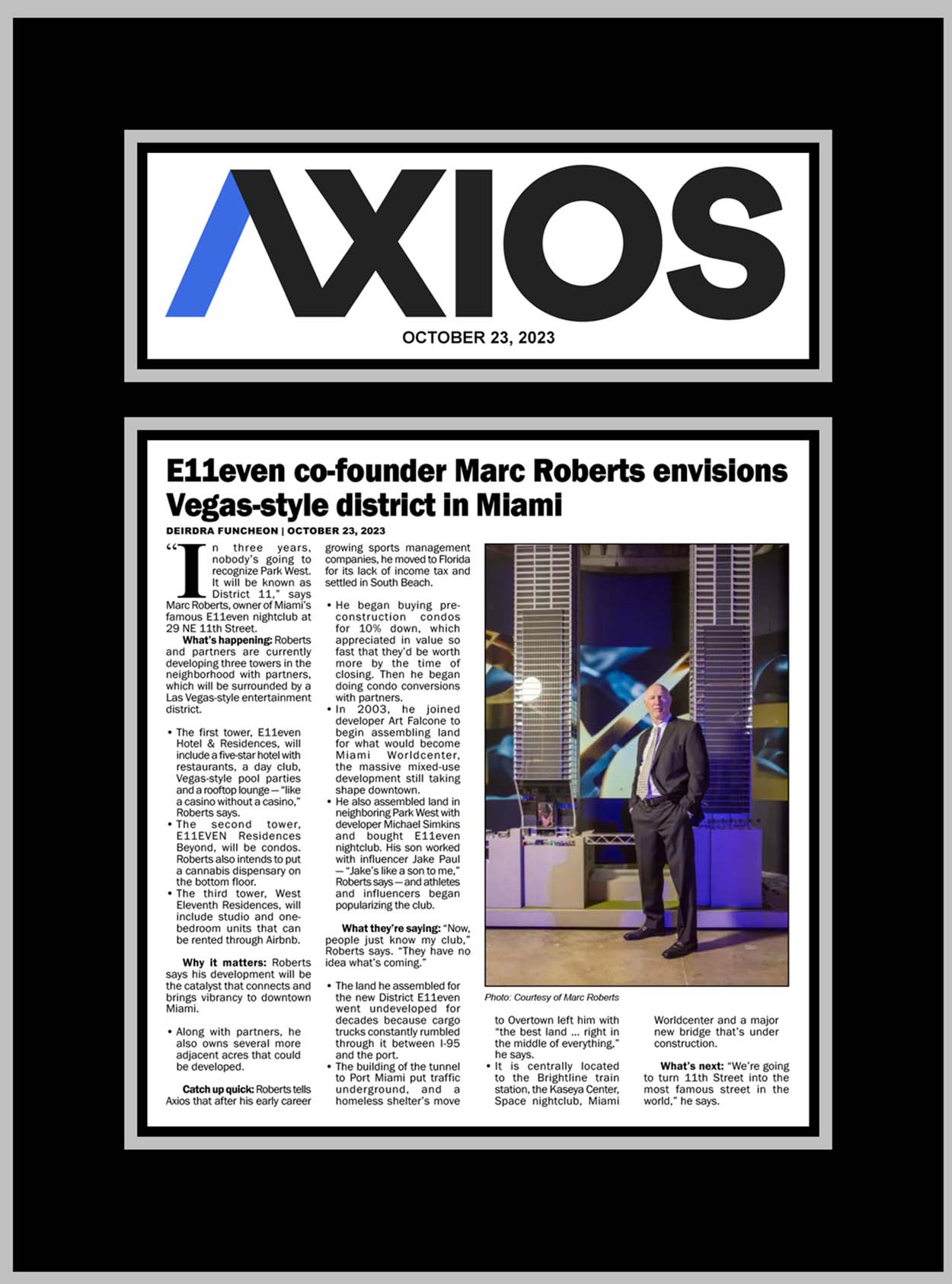 E11even co-founder Marc Roberts envisions Vegas-style district in Miami ...